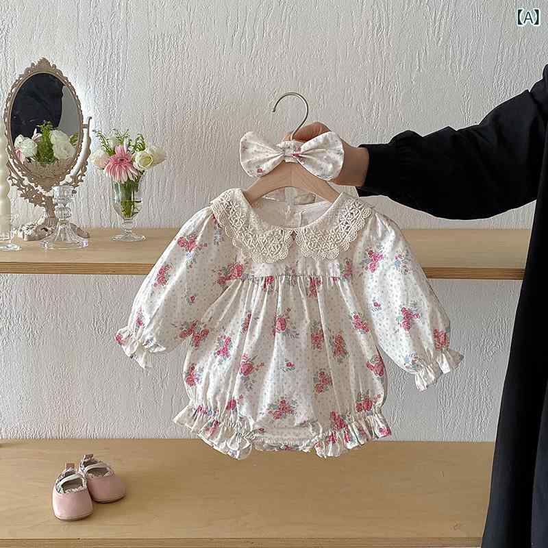 ・カテゴリ: ロンパース・主な素材: 綿・着用シーズン: 春秋・対象年齢層: 1〜3歳・性別: 女の子・袖丈: 長袖・生地の厚さ: 普通・開閉スタイル: プルオーバー・スタイル: プリンセス・形状: 三角ロンパース・カラー展開: 秋麦・サイ...