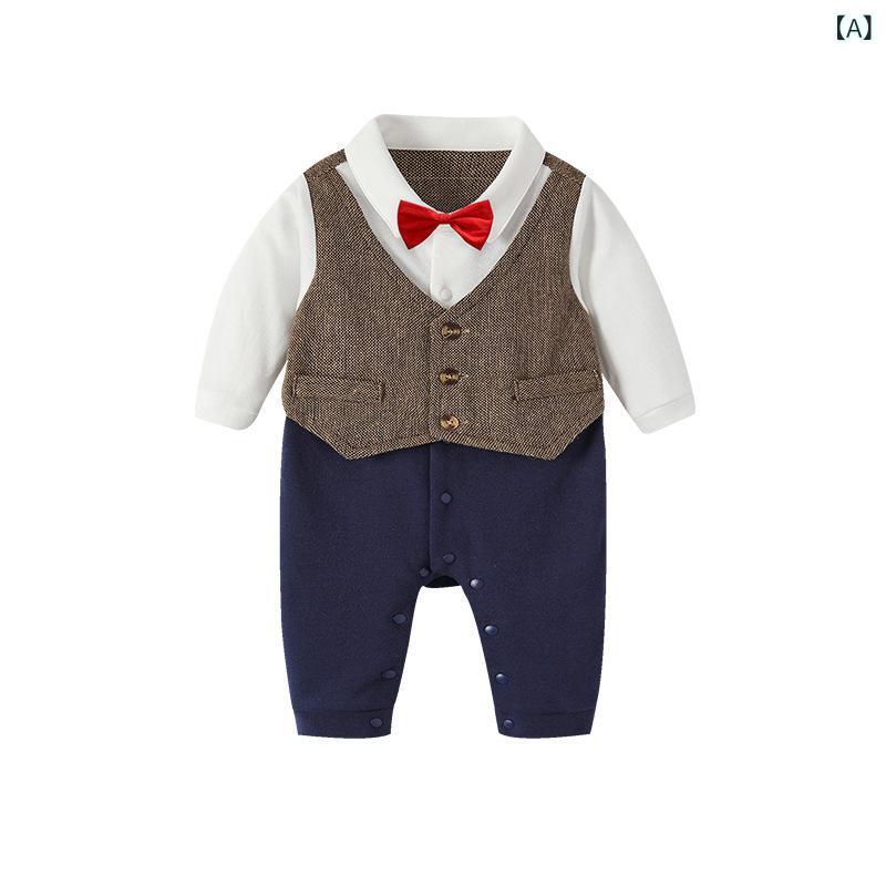 ・カテゴリ: ロンパース・スタイル: 韓国・主な素材: 綿・厚さ: 普通・開閉タイプ: 前開きボタン・袖丈: 長袖・対象性別: 男の子・対象年齢: 新生児（0〜1歳、80cm以下）・カラー展開: ブラウン・サイズ展開: 59cm, 66cm...