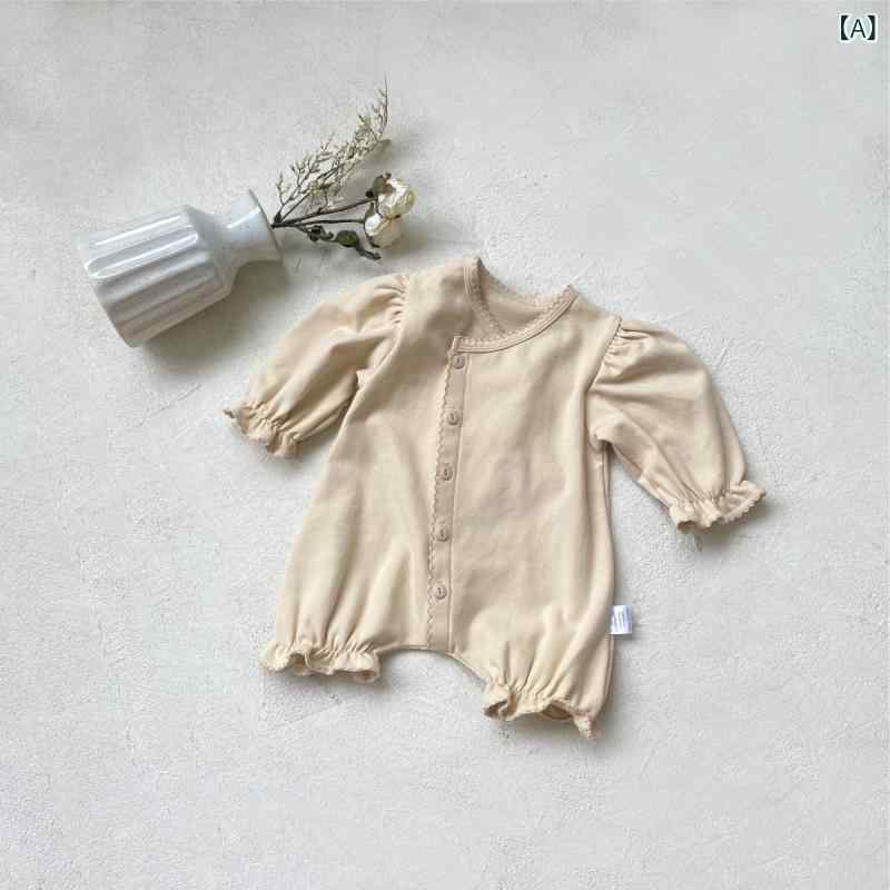 ・カテゴリ: ロンパース、カバーオール・シーズン: 春、夏、秋・対象年齢: 乳幼児（1～3歳）・性別: 女の子・袖丈: 長袖・厚さ: 普通・主な素材: 綿95%・開閉: スナップボタン・スタイル: 韓国・: ロンパース・カラー展開: アプリ...