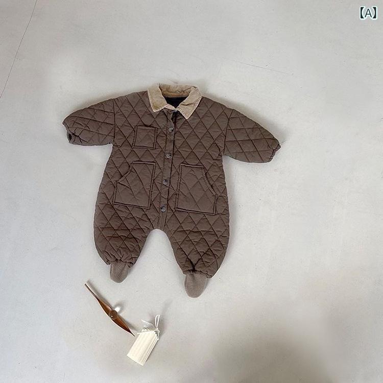 ・カテゴリ: ロンパース・スタイル: 韓国・主な素材: ナイロン・開閉タイプ: シングルボタン・袖丈: 長袖・厚み: 厚手・シーズン: 冬・性別: ユニセックス・対象年齢: 乳幼児向け (1～3歳)・サイズ展開: 66cm、73cm、フリー...