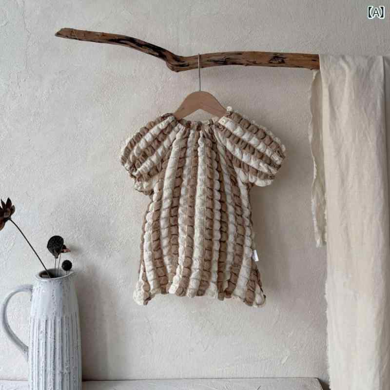 ・カテゴリ: ワンピース・スタイル: 韓国・主な素材: 綿95%・裏地素材: ナイロン・柄: ストライプ・カラー: ライトベージュ・袖丈: 長袖・スカート丈: Aライン・性別: 女の子向け・対象年齢: 1〜3歳・サイズ展開: 73cm、80...