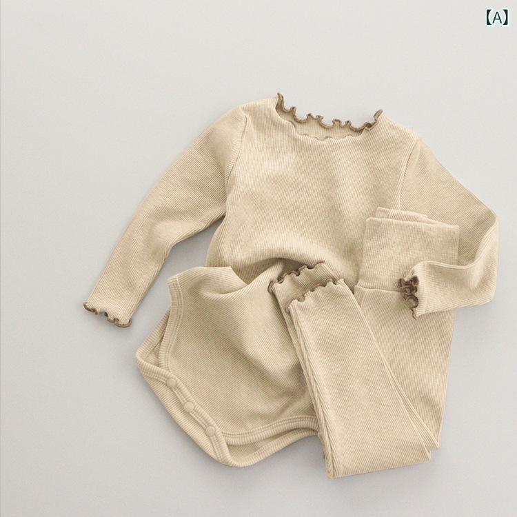 ・主な素材: 綿50%・対象年齢: 乳幼児・性別: ユニセックス・袖丈: 長袖・厚さ: 標準・留め具: プルオーバー・スタイル: 韓国・カラー展開: アプリコットセット、ブラウンセット、アプリコットヘアバンド（フリーサイズ）、ブラウンヘアバ...