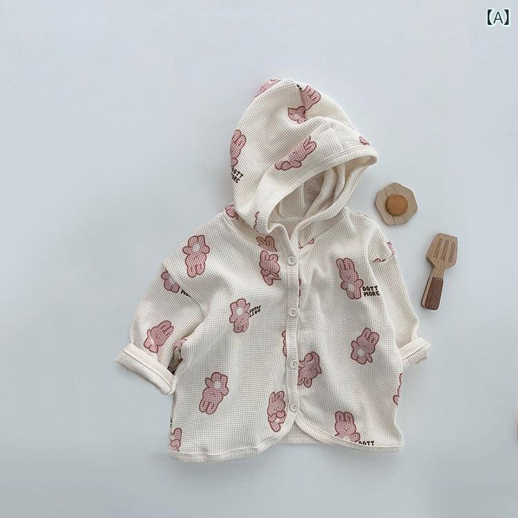 ・性別: ユニセックス・対象年齢: 1〜3歳 (身長80〜100cm)・スタイル: 韓国・柄: カートゥーン・生地加工: 柔軟加工・フード: フード付き・袖丈: 長袖・生地: ワッフル生地・主な素材: 綿95%・カラー展開: オフホワイト（...