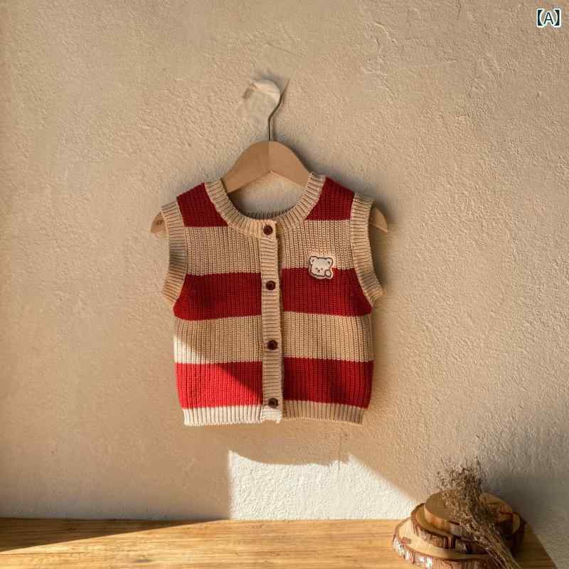 ・カテゴリ: 子供用セーター・性別: 男女兼用・生地加工: 柔らか加工・スタイル: 韓国・対象年齢: 1〜3歳 (身長80〜100cm)・毛糸の太さ: 普通・厚さ: 普通・袖丈: ノースリーブ・留め具: シングルボタン・柄: カートゥーン・...