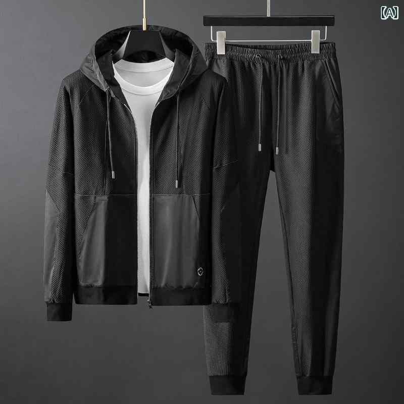 ・カテゴリ: メンズカジュアルセットアップ・スタイル: スポーツ・シーン: カジュアル・厚み: 普通・主な素材: ポリエステル90%、スパンデックス10%・上着: スウェット・上着袖丈: 長袖・フード: 付き・パンツ丈: ロング・カラー展開...