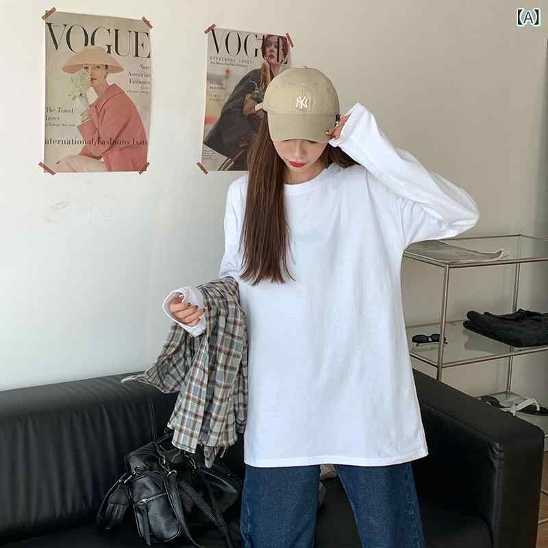・カテゴリ: Tシャツ・スタイル: 日韓カジュアル、リラックス・タイプ: プルオーバー・主な素材: ポリエステル約90-95%・ネックライン: クルーネック・袖丈: 長袖・袖タイプ: レギュラー・柄: 無地・フィット: ルーズフィット・着丈...