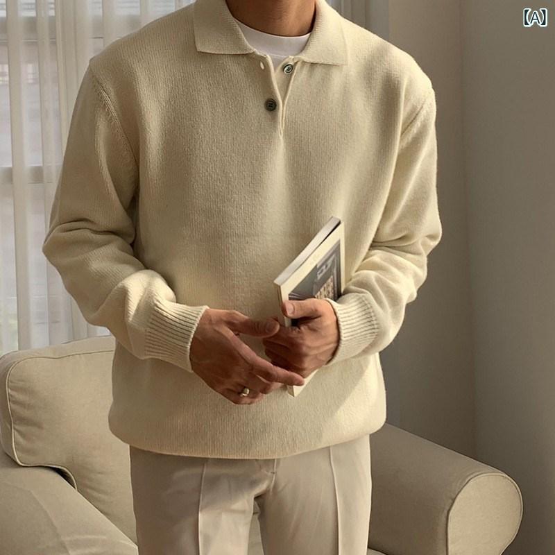 ・カテゴリ: ニット・スタイル: プルオーバー・テイスト: 香港スタイル・シルエット: ルーズフィット・ネックライン: 襟付き・袖丈: 長袖・厚さ: 普通・主な素材: ポリエステル95.5%、ウール4.5%・着用シーン: 日常・対象: 青年...