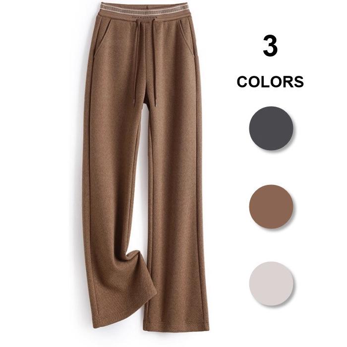 ・カテゴリ: カジュアルパンツ・スタイル: カジュアル・パンツタイプ: ストレート・丈: フルレングス・ウエスト: ゴム・主な素材: ポリエステル、羊毛（混紡率30%以下）・伸縮性: 高い・性別: レディース・カラー展開: コーヒー、オート...