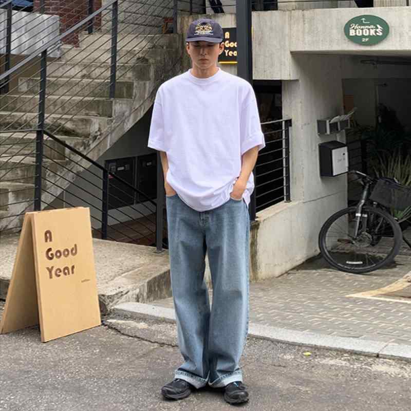 ・カテゴリ: Tシャツ・スタイル: 韓国・主な素材: 綿・柄: 無地・シルエット: ゆったり・対象: ティーン・ネックライン: クルーネック・袖丈: 5分袖・袖タイプ: ドロップショルダー・厚さ: 普通・シーン: 日常使い・加工: 防シワ加...