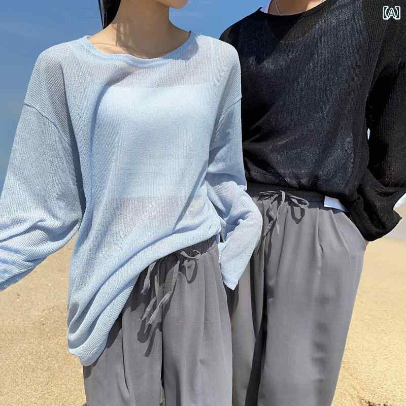 ・カテゴリ: ニット・タイプ: プルオーバー・スタイル: 韓国・シルエット: ルーズフィット・ネックライン: クルーネック・袖丈: 長袖・厚さ: 薄手・主な素材: ビスコース85%混紡・機能: 通気性・加工: 防シワ加工・シーン: カジュア...