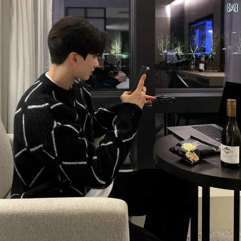 ・カテゴリ: ニット・スタイル: 韓国・主な素材: アクリル・ネックライン: クルーネック・袖丈: 長袖・: プルオーバー・詳細: リブ裾・厚さ: 標準・フィット: ルーズフィット・対象: ビッグサイズ・対象年齢: 大人・性別: メンズ・カ...