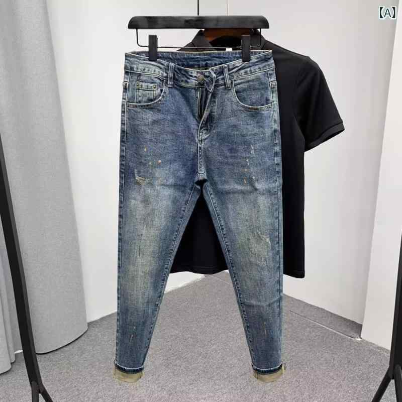 ・カテゴリ: デニムパンツ・スタイル: 韓国・シルエット: スキニー、テーパード・丈: 九分丈・ウエスト: ミドルウエスト・フロント: ジッパーフライ・厚さ: 普通・主な素材: デニム（綿50-70%）・着用シーン: デイリー・ディテール:...