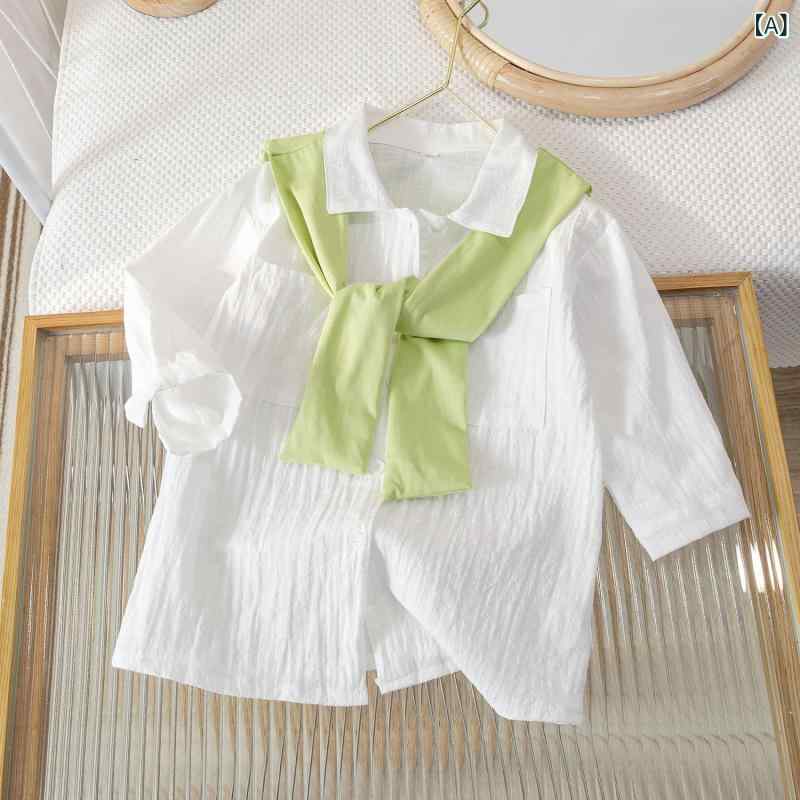 ・カテゴリ: キッズシャツ・性別: 女の子・スタイル: 韓国・ネックライン: 襟付き・生地加工: 柔軟加工・袖丈: 長袖・柄: 無地・要素: 田園風・主な素材: 綿95%・カラー展開: ホワイト、レッド、ブルー・サイズ展開: 80、90、1...