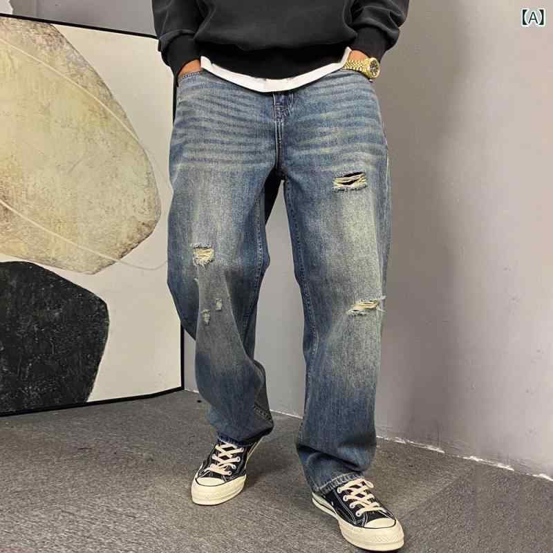 ・カテゴリ: デニムパンツ・性別: メンズ・スタイル: カジュアル・: ベーシック・主な素材: 綿70%・生地: デニム・シルエット: ルーズフィット・丈: フルレングス・ウエスト: ミッドライズ・フロント: ドローストリング・裾: ストレ...