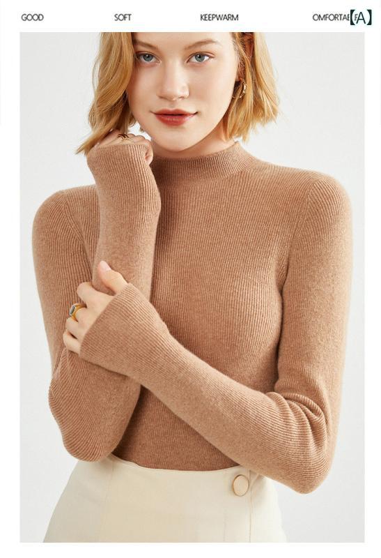 ・スタイル: 通勤・フィット: スリムフィット・主な素材: 毛混紡（ポリエステル50-70%、鹿革30%以下）・ネックライン: ハイネック・袖丈: 長袖・袖タイプ: レギュラー・伸縮性: 高伸縮・カラー展開: ゴールデンキャメル、マスタード...