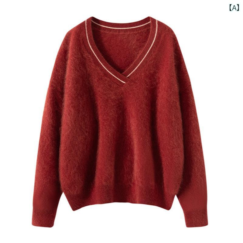 ・カテゴリ: ニット・スタイル: エレガント通勤、アーバン、コンフォートカジュアル・主な素材: カシミヤ95%以上・: プルオーバー・ネックライン: Vネック・袖丈: 長袖・袖タイプ: レギュラー・柄: 無地・フィット: ゆったり・着丈: ...