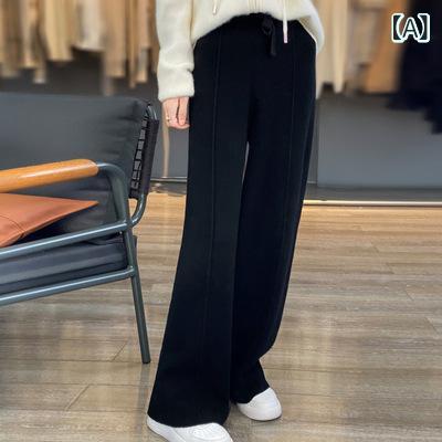 ・カテゴリ: カジュアルパンツ・スタイル: きれいめ通勤・主な素材: アクリル30～50%混紡・フィット: ルーズ・シルエット: ストレート・丈: フルレングス・ウエスト: ハイウエスト・厚さ: 厚手・: ウエストリボン・伸縮性: ミドルス...