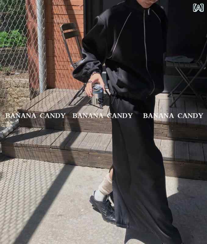 ・カテゴリ: ハイウエストミディ丈スカート・スタイル: 日韓カジュアル・生地: スーツ生地・主な素材: 綿 80～90%、ポリウレタン 30%以下・柄: 無地・: ドローストリング・伸縮性: 弱・カラー展開: ブラック、カーキ、ホワイト・サ...