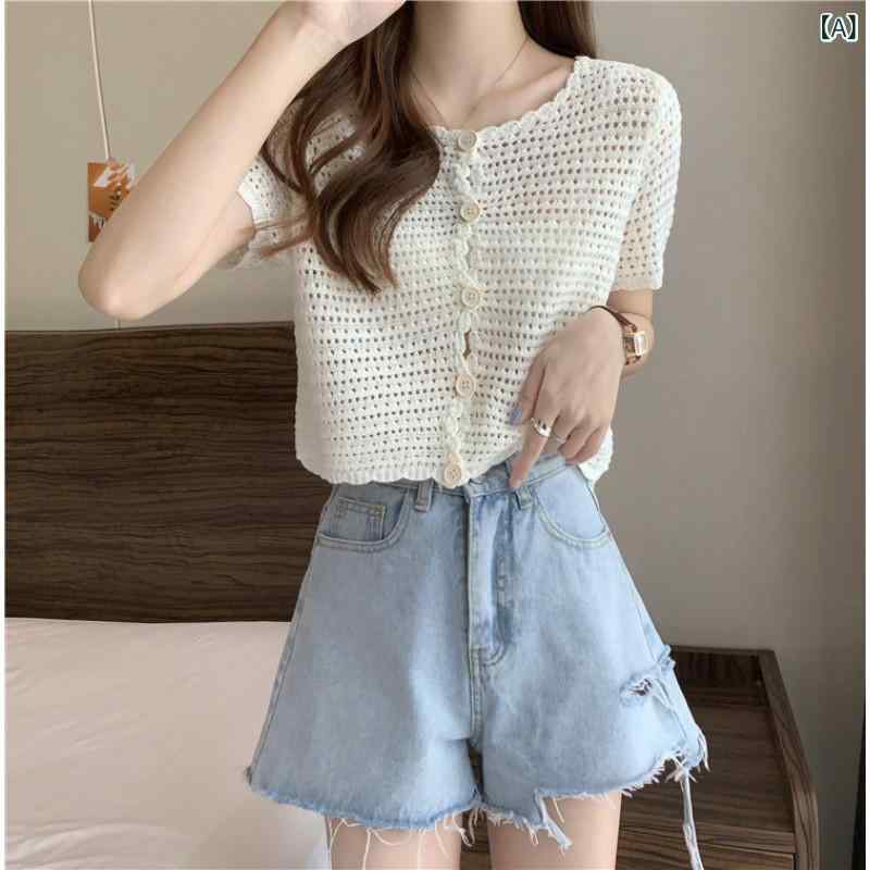 ・カテゴリ: カーディガン・スタイル: スウィート＆フレッシュ・主な素材: ポリエステル・ポリエステル含有率: 95%以上・柄: 無地・厚さ: 薄手・ネックライン: Vネック・袖丈: 半袖・シルエット: ゆったり・袖タイプ: レギュラー・着...