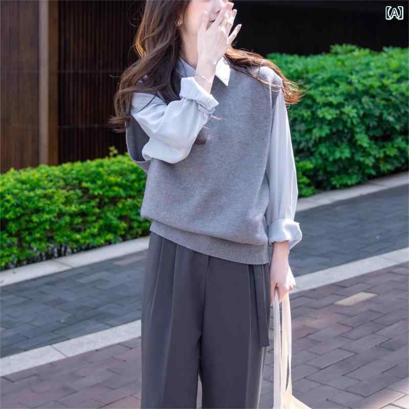 ・カテゴリ: ベスト・スタイル: カジュアル、学院風・主な素材: アクリル30～50%・ネックライン: クルーネック・柄: 無地・: プルオーバー・フィット: レギュラーフィット・対象性別: レディース・カラー展開: グレー・サイズ展開: ...