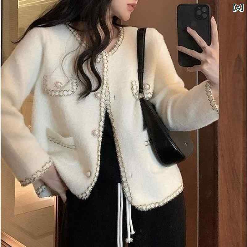 ・カテゴリ: セーター・アイテムタイプ: カーディガン、ベスト・スタイル: フレンチシック、エレガントカジュアル・主な素材: ポリエステル30〜50%未満・厚み: 普通・シルエット: レギュラーフィット・着丈: 標準丈・ネックライン: ラウ...