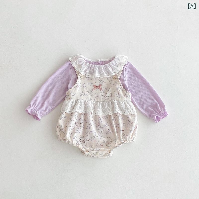 ・カテゴリ: ロンパース、カバーオール ・スタイル: 韓国 ・主な素材: 綿95% ・対象: ベビー・幼児 ・対象性別: 女の子 ・袖丈: 長袖 ・厚さ: 普通 ・留め具: プルオーバー ・カラー: ライトパープル ・サイズ展開: 66cm...