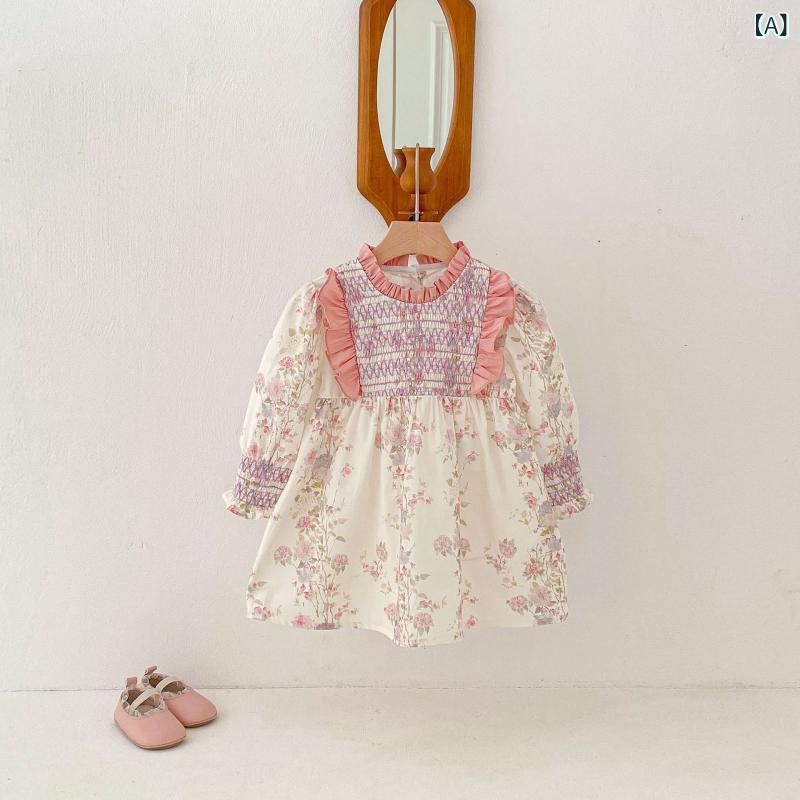 ・カテゴリ: キッズワンピース・スタイル: プリンセス・主な素材: 綿95%・性別: 女の子・対象年齢: 3～8歳・身長目安: 100～140cm・柄: 迷彩、花柄・生地加工: 柔らか仕上げ・着用シーズン: 春、秋・袖丈: 長袖・スカート:...