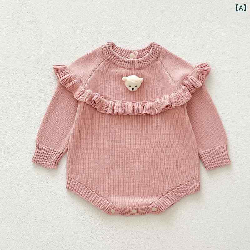 ・カテゴリ: ロンパース・対象年齢: 1〜3歳・性別: 女児・スタイル: 韓国・主な素材: 綿95%・袖丈: 長袖・厚さ: 普通・留め具: プルオーバー・カラー展開: ピンク、オフホワイト・サイズ展開: 66, 73, 80, 90, 100