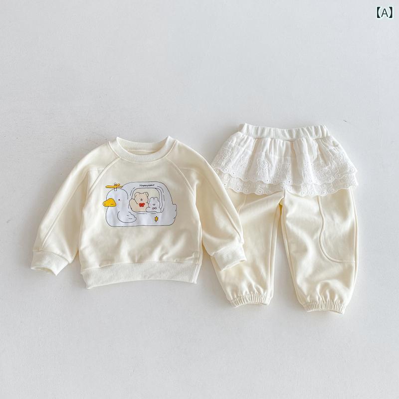 ・カテゴリ: キッズセットアップ・対象性別: 女の子・対象年齢: 3～8歳・スタイル: 韓国、ガーリー・セットアップタイプ: パンツスタイル・セット内容: 2点セット・着用シーズン: 春、秋・袖丈: 長袖・パンツ丈: ロング・主な素材: 綿...