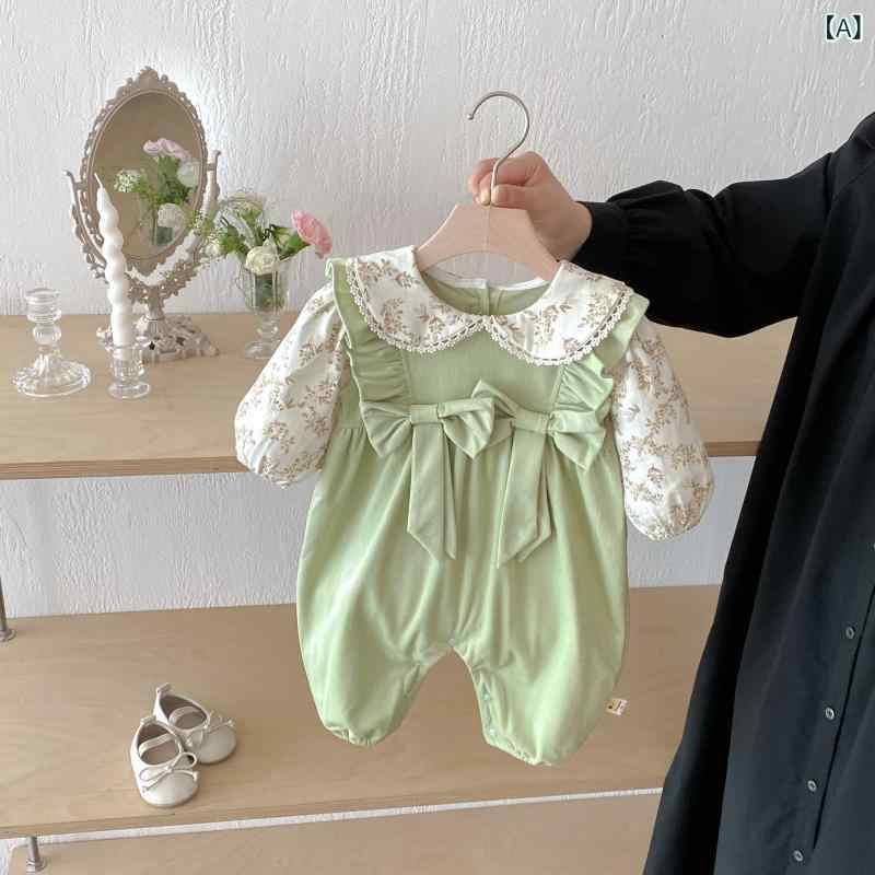 ・カテゴリ: ロンパース・スタイル: 韓国・主な素材: ポリエステル・等級: A類・対象年齢: 新生児 (0～1歳、身長80cm以下)・性別: 女児用・袖丈: 長袖・厚さ: 普通・留め具: プルオーバー・カラー: グリーン・サイズ展開: 6...