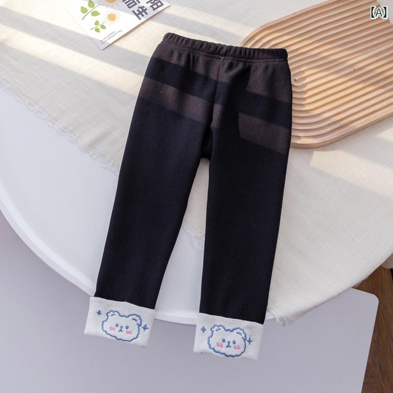 ・主な素材: 綿90%・対象: 女児・スタイル: 韓国・パンツ丈: ロング丈・ウエスト: ミッドウエスト・ウエストタイプ: ゴム・股下: 開閉なし・裏地: 裏起毛・カラー展開: ブラック、グレー、カーキ、ブルー・身長目安: 80cm、90c...