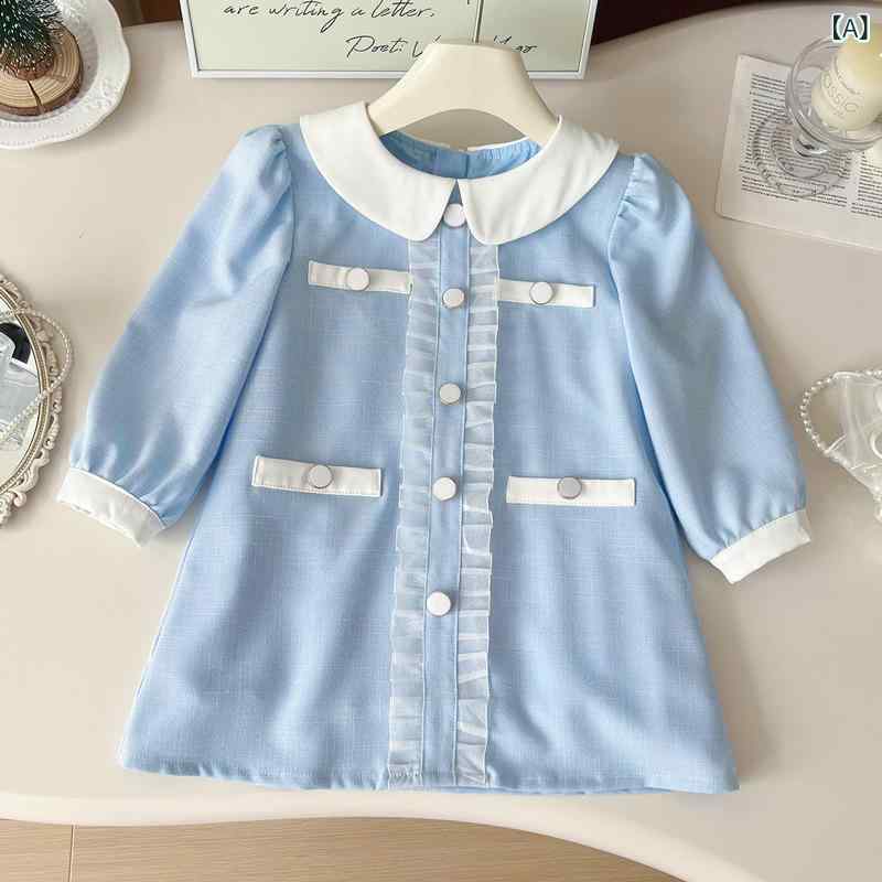 ・カテゴリ: ワンピース・スタイル: 韓国・主な素材: ポリエステル70%、綿27%、スパンデックス3%・裏地素材: ポリエステル95%・対象: 女の子・対象年齢: 3～8歳・柄: 無地・生地加工: 柔軟加工・袖丈: 長袖・スカートタイプ:...