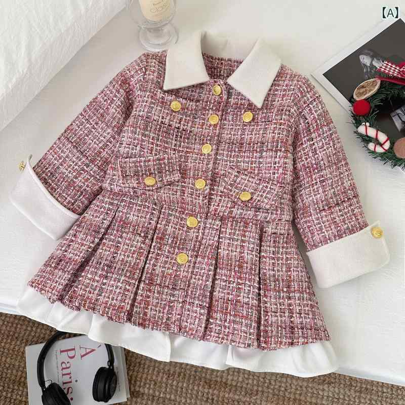 ・カテゴリ: キッズワンピース・スタイル: トレンド・主な素材: ポリエステル・裏地素材: ポリエステル・生地: ツイード・生地加工: 柔らか加工・性別: 女の子・対象年齢: 3〜8歳・対応身長: 90cm、100cm、110cm、120c...