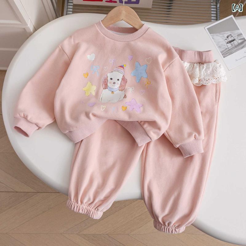 ・カテゴリ: キッズセットアップ・スタイル: 韓国・性別: 女児用・対象年齢: 1〜3歳児・セットアップ: パンツセット・セット内容: 2点セット・主な素材: 綿95%・袖丈: 長袖・パンツ丈: 長ズボン・柄: カートゥーン・生地加工: 柔...