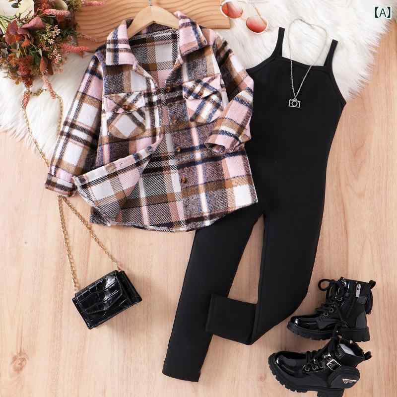 ・カテゴリ: キッズセットアップ・対象性別: 女の子・スタイル: 韓国・セットアップタイプ: パンツセット・セット内容: 2点セット・対象年齢: 3〜8歳・袖丈: 長袖・パンツ丈: ロング・生地加工: 柔軟加工・厚さ: 普通・柄: チェック...