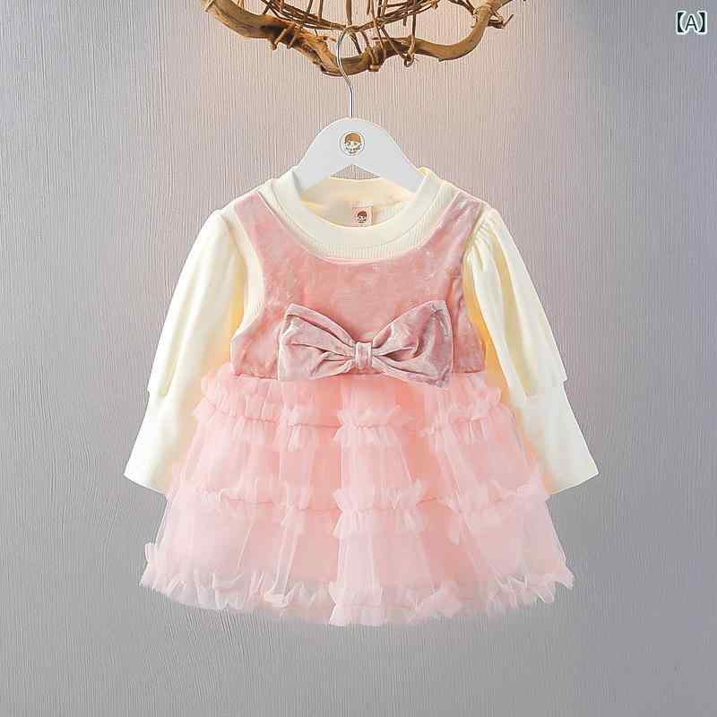 ・カテゴリ: ワンピース・スタイル: プリンセス・主な素材: 綿96%・性別: 女・対象年齢: 1～3歳・柄: 無地・シーズン: 春、秋・袖丈: 長袖・スカートデザイン: チュール・カラー展開: ピンク、イエロー・サイズ展開: 66cm、7...