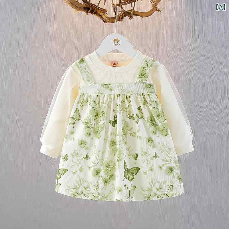 ・カテゴリ: ワンピース・スタイル: プリンセス・主な素材: 綿96%・性別: 女児用・対象年齢: 1〜3歳・袖丈: 長袖・カラー展開: ライトグリーン、ブラック・サイズ展開: 66cm、73cm、80cm、90cm、100cm、110cm