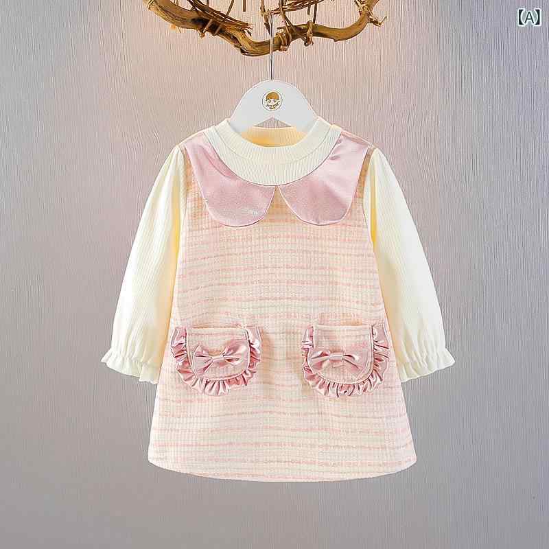 ・カテゴリ: キッズワンピース・スタイル: プリンセス・主な素材: 綿96%・性別: 女の子・対象年齢: 1～3歳（身長80～100cm）・柄: 無地・袖丈: 長袖・スカートスタイル: プリンセス・カラー展開: ピンク、スカイブルー・サイズ...