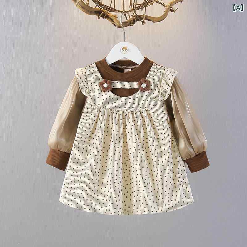 ・カテゴリ: 子供用ワンピース・スタイル: プリンセス・主な素材: 綿96.2%・対象性別: 女の子・対象年齢: 乳幼児 (1〜3歳)・安全基準: Aクラス・袖丈: 長袖・スカートデザイン: プリンセススカート・カラー展開: アプリコット、...