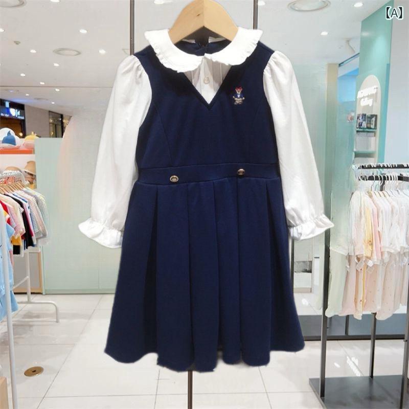 ・カテゴリ: ワンピース・スタイル: 韓国・主な素材: 綿・裏地素材: ポリエステル・性別: 女性・対象年齢: 中小児（3〜8歳、身長100〜140cm）・柄: 無地・生地加工: 柔軟加工・対象季節: 春、秋・袖丈: 長袖・スカート丈: 不...