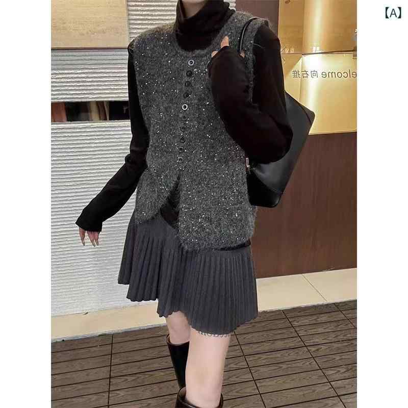 ・カテゴリ: ベスト・スタイル: フェミニン、森ガール風、カジュアル・主な素材: アルパカ 30%～50%未満・副素材: ポリエステル 50%～70%未満・生地: ニット・中綿: アクリルコットン・ネックライン: クルーネック・柄: 無地・...