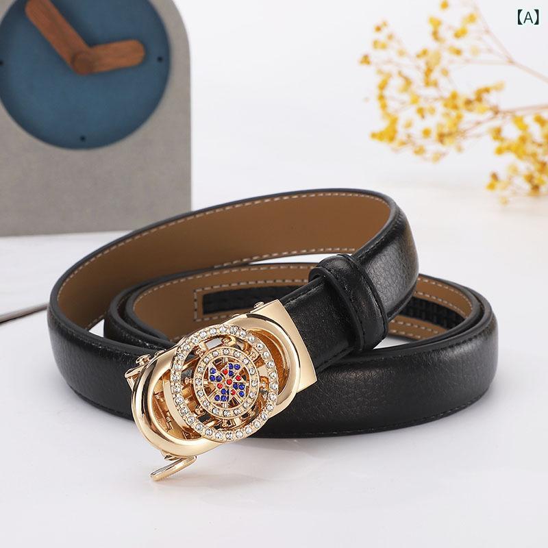 ・主な素材: 二層牛革・バックル素材: 合金・留め具: オートロック式・カラー展開: ブラック、レッド、ホワイト・幅: 約2-4cm・長さ展開: 100cm、105cm、110cm、115cm