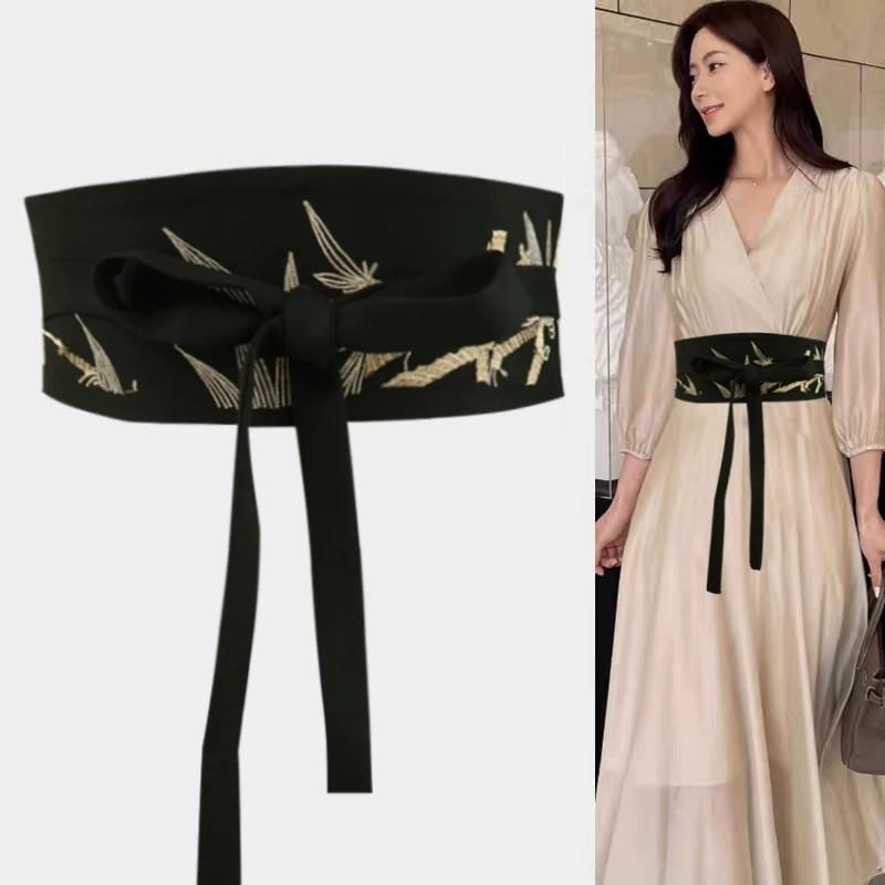 ・カテゴリ: ウエストベルト・性別: 女性・対象年齢: 成人・素材: 織布・デザイン: 蝶結び・カラー: ブラック・スタイル: オールマッチ・ベルトの仕様: シングルループ・織物の種類: シルク