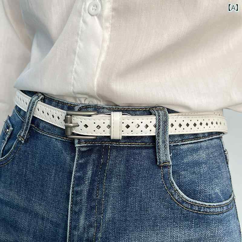 ・素材: PUレザー・バックル素材: PU/フェイクレザー・留め具の種類: ピンバックル・カラー: ホワイト・幅: 2cm未満