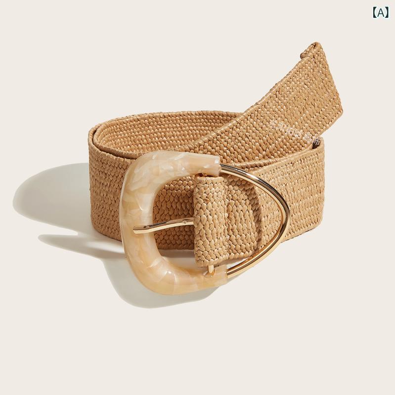 ・素材: PP草・バックル素材: 合金・留め具: 針バックル・カラー展開: ダークカーキ、パープル・幅: 約4cm以上・長さ: 100cm・スタイル: デザイン・加工: 草編み・人気要素: 自然