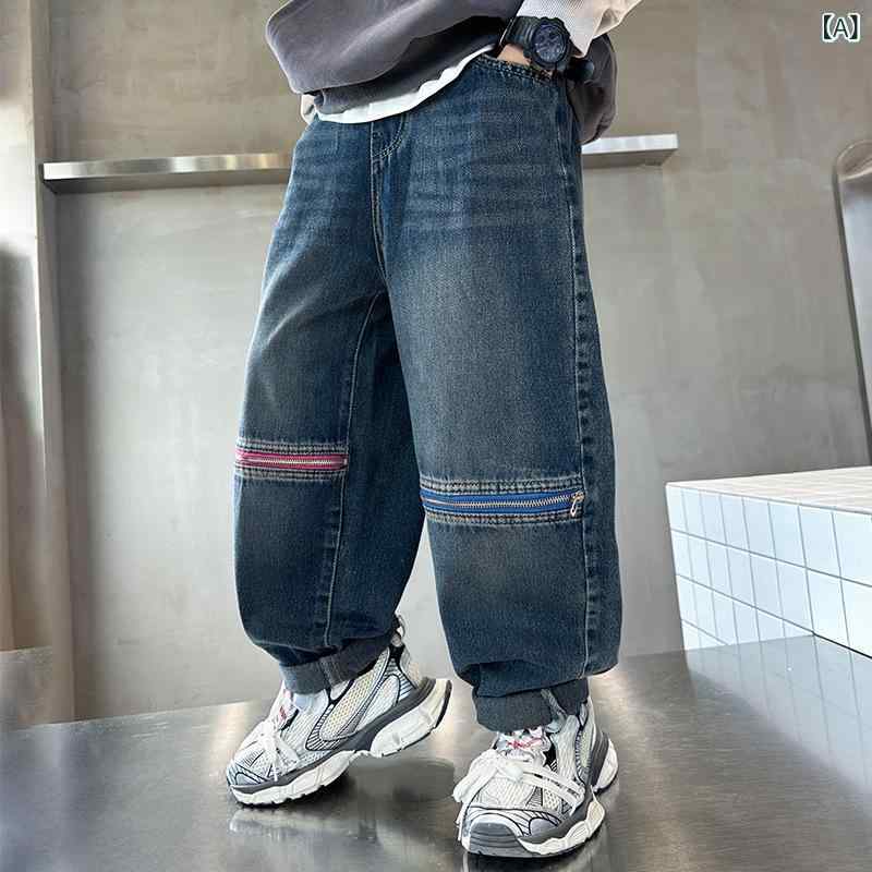 ・カテゴリ: キッズジーンズ・スタイル: 韓国・主な素材: 綿85% デニム・丈: フルレングス・対象: メンズ・対象年齢: 8歳以上・加工: 柔らか加工・柄: 無地・デザイン要素: トレンド・ウエスト: ミドルライズ・ウエスト仕様: ゴム...