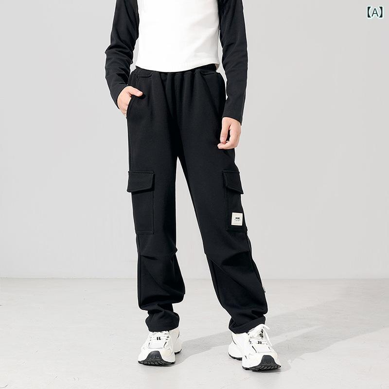 ・スタイル: 韓国・主な素材: 綿80%（両面）・安全基準: Bクラス・丈: 長ズボン・性別: ユニセックス・対象年齢: 8歳以上・タイプ: カーゴパンツ・股部分: 開閉不可・柄: ロゴ・ウエスト: ミッドウエスト・ウエスト仕様: ゴム・加...