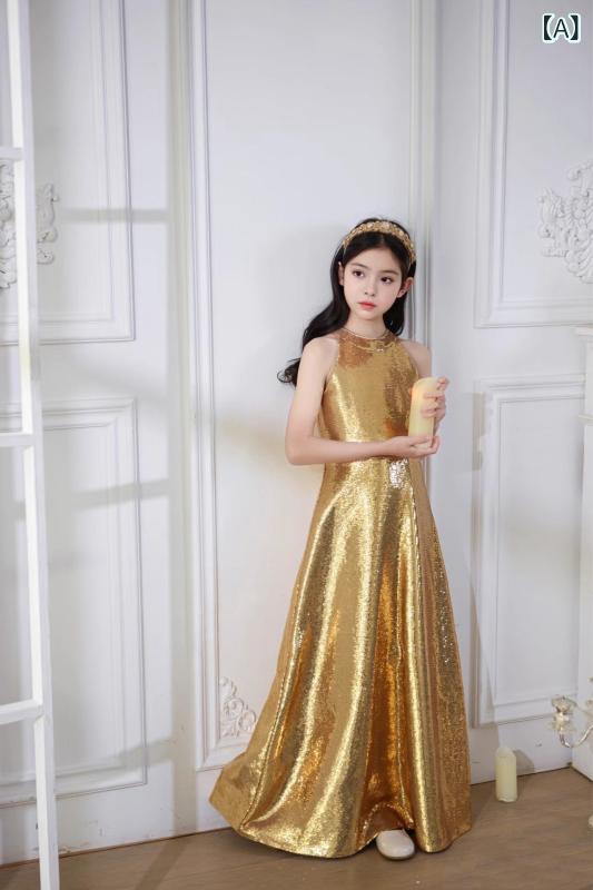 ・カテゴリ: 子供用ドレス・性別: 女の子・対象年齢: 3～8歳・生地加工: プリーツ、コーティング、カット加工、酵素洗い・デザイン要素: プリンセス・主な素材: リネン5%・裏地素材: リネン5%・カラー: ゴールド・サイズ展開: 100...