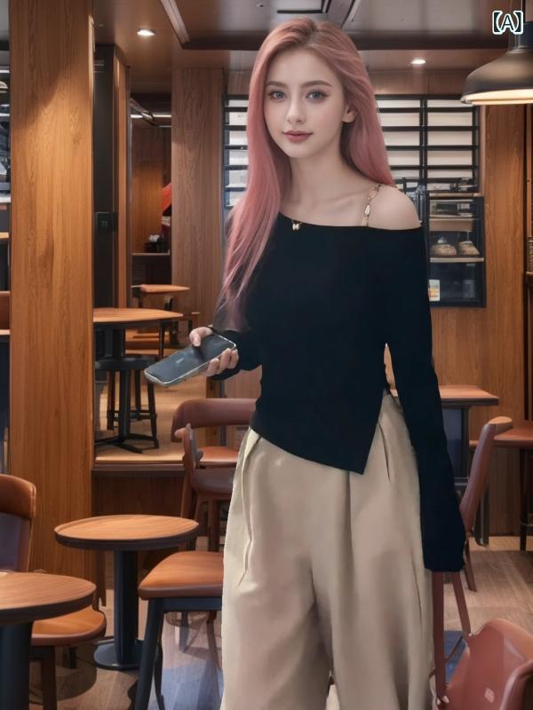 ・カテゴリ: Tシャツ・スタイル: セクシー・主な素材: ポリエステル・ネックライン: オフショルダー・袖丈: 長袖・柄: 無地・フィット: スリム・着丈: 標準丈・: 切り替え・カラー展開: ブラック・サイズ展開: S、M、L、XL