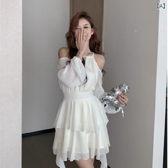 ・カテゴリ: ワンピース・スタイル: プルオーバー・テイスト: スイートカジュアル・主な素材: ポリエステル・柄: 無地・: パッチワーク・要素: フリル・ネックライン: クルーネック・袖丈: 長袖・袖タイプ: レギュラー・ウエスト: ハイ...